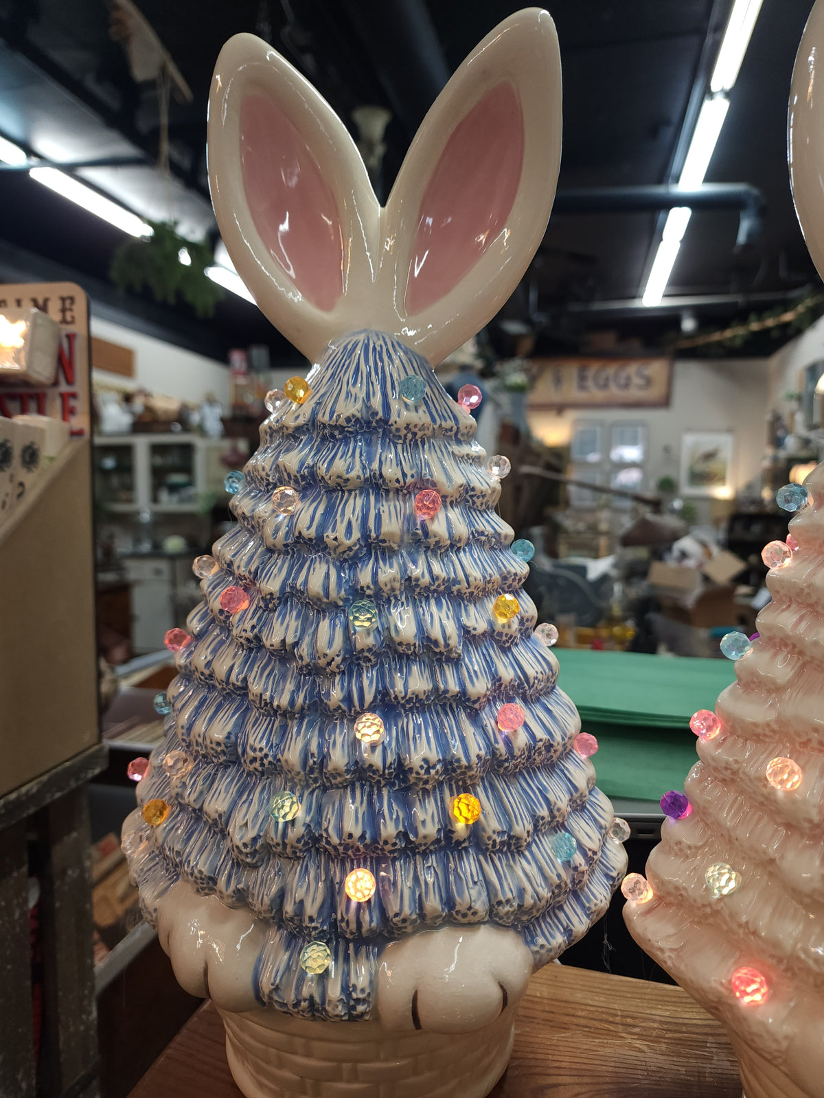 Small Dark Blue Glazed Bunny Tree. – Now and Then of Rockmart, Inc