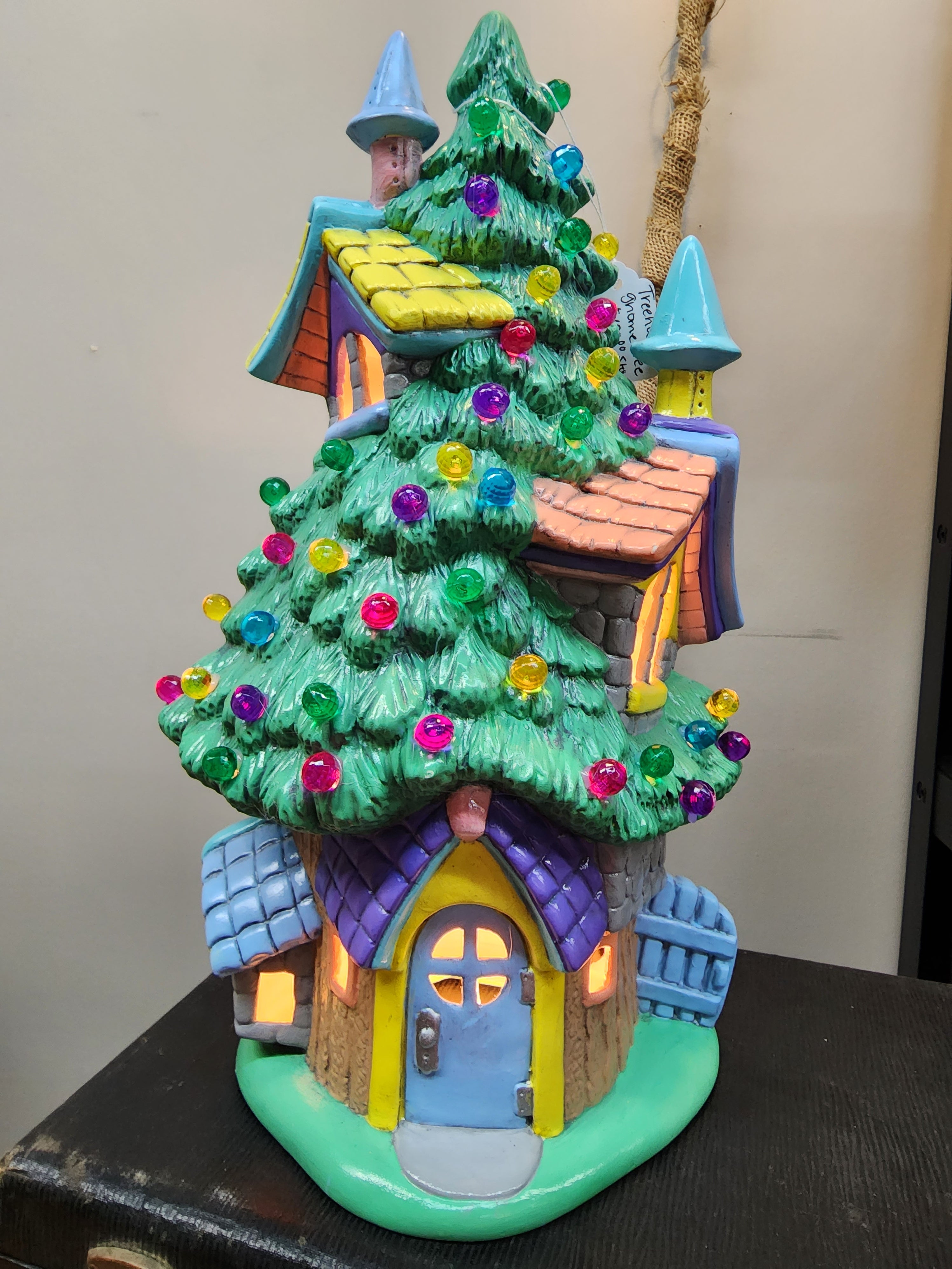 Lighted Ceramic Treehouse Spring Colors – Now and Then of Rockmart, Inc