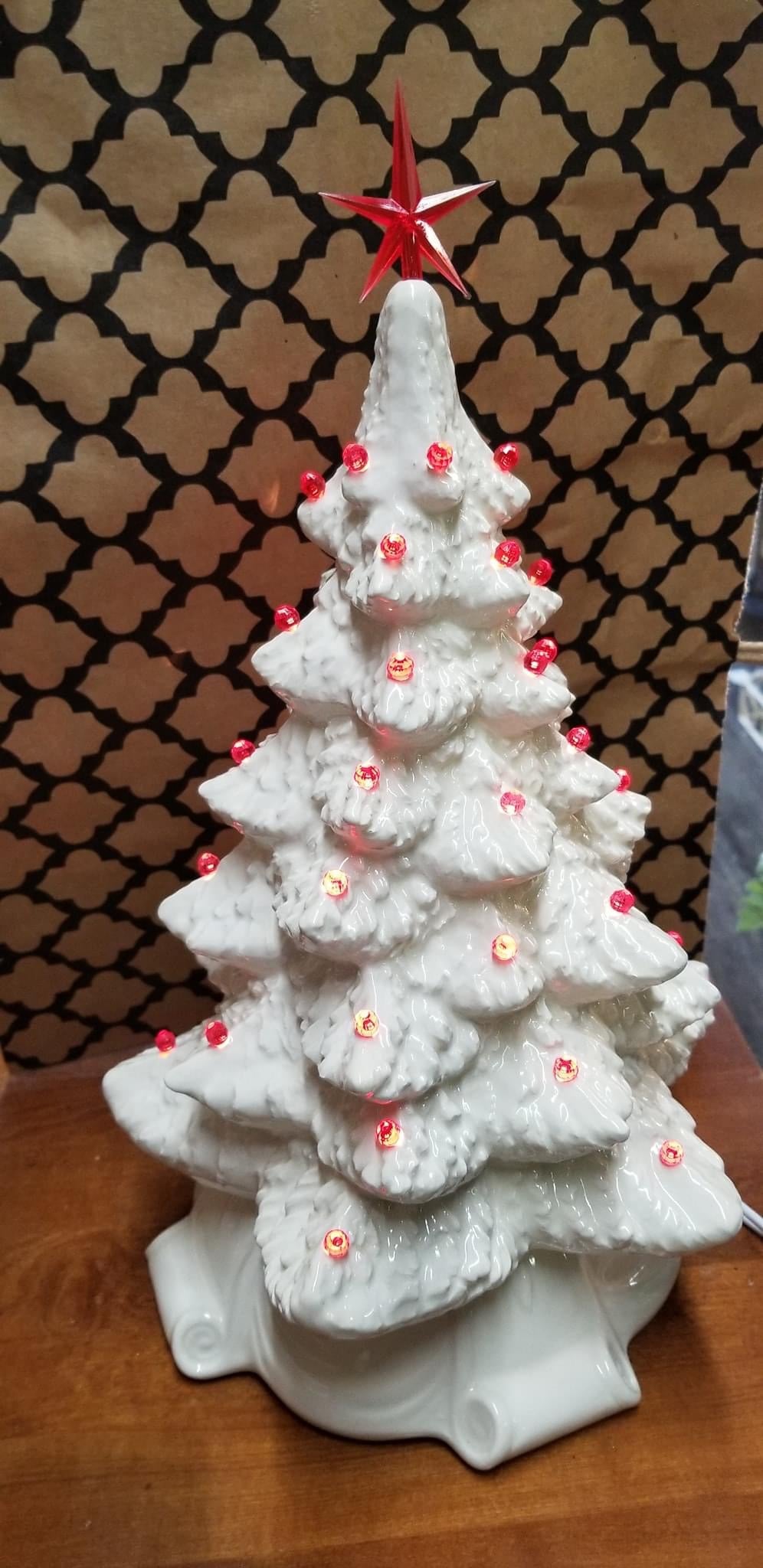 Vintage Kimple Ceramic Tree - White with pin lights – Now and Then of ...